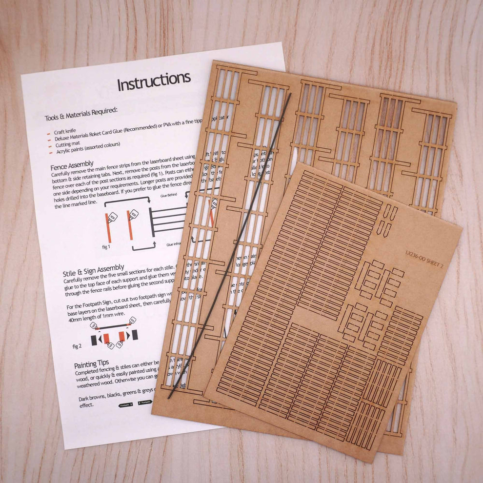Scale Model Scenery LX236-OO Laser Cut 4ft Post & Rail Lineside Fencin ...