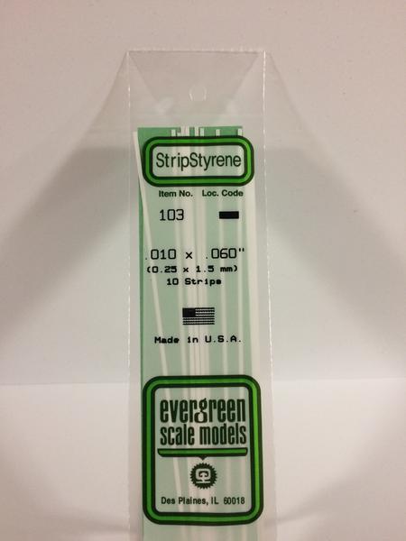 Evergreen 103 - 0.25 x 1.5mm Strips – Chester Model Centre